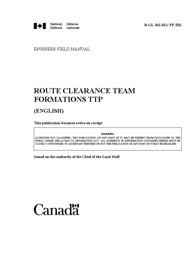 Route Clearence Team | PDF | Improvised Explosive Device | Bomb Disposal