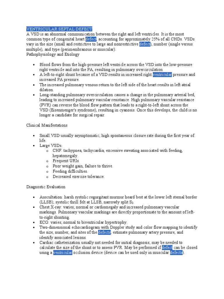 VSD: Symptoms, Diagnosis, and Management | PDF