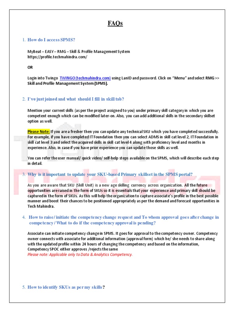 How Do I Access SPMS?: How To Raise/ Initiate The Competency Change Request and To Whom Approval ...