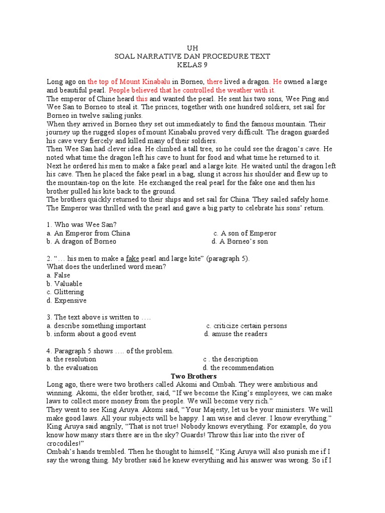 Soal Narrative Text | PDF