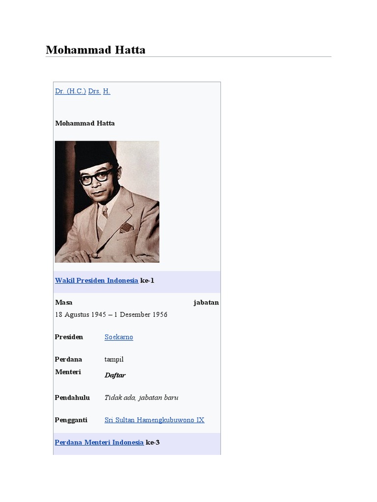 Biografi Mohammad Hatta | PDF