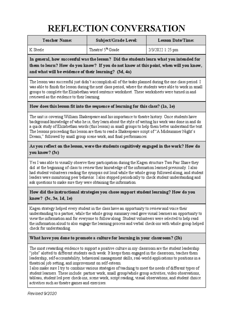 Template-Reflection Conversation Document 1 | Descargar gratis PDF ...