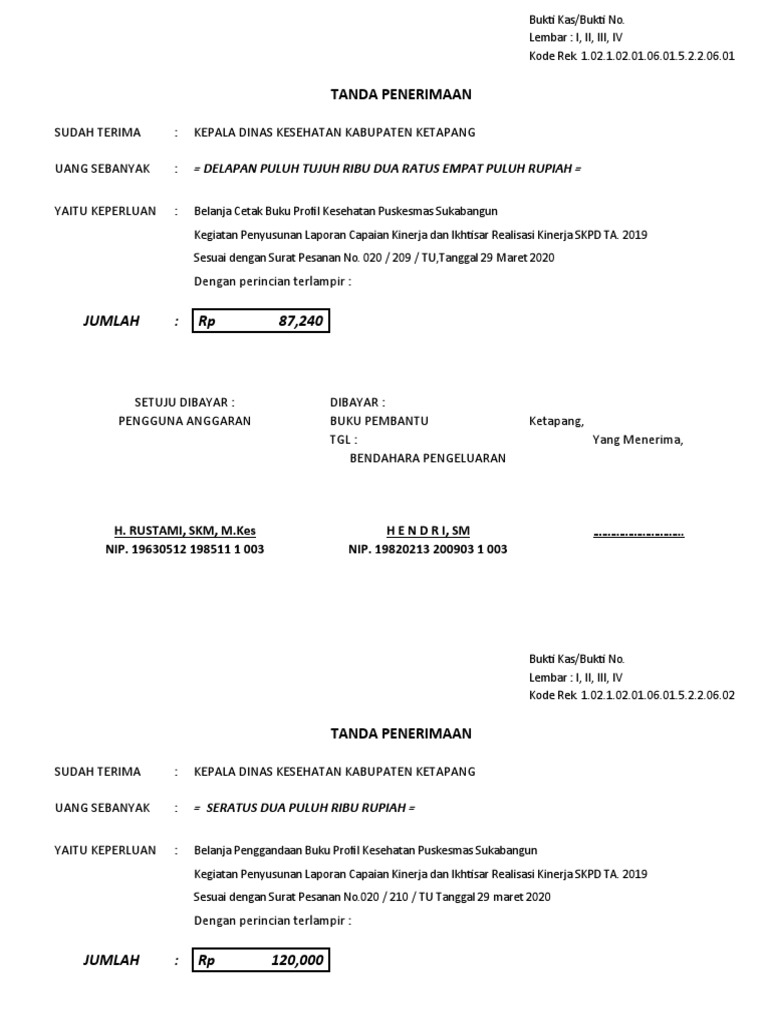 SPJ Profil Puskesmas 2019 | PDF
