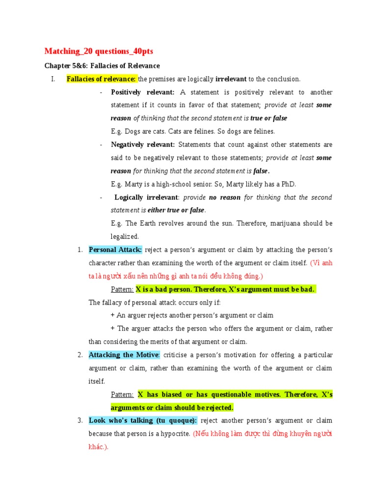 Critical Thinking Final Review | PDF | Argument | Inductive Reasoning