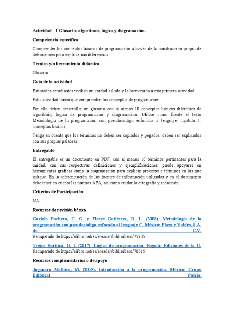 Glosario de conceptos básicos de programación | PDF | Algoritmos | Programación de computadoras