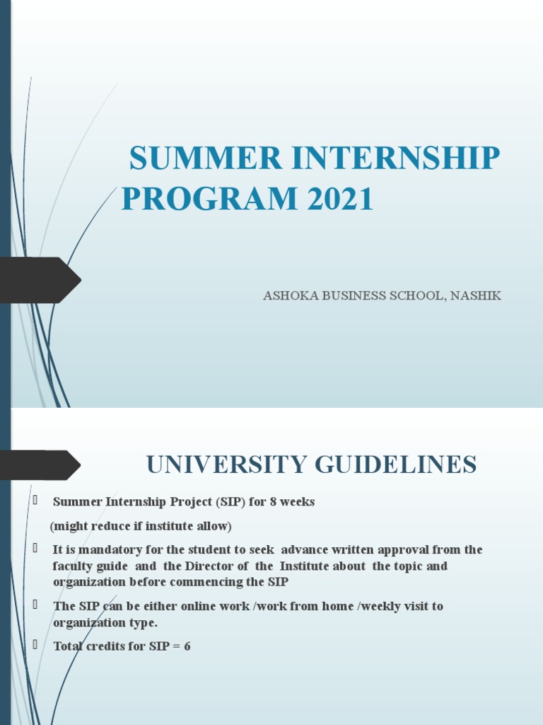 Summer Internship Program Guidelines 2021: A Comprehensive Overview of ...
