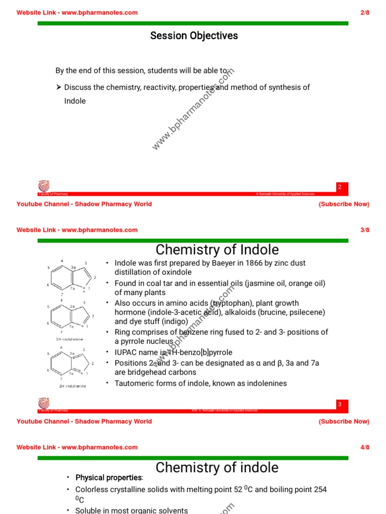 Indole | PDF | Chemical Reactions | Chemistry