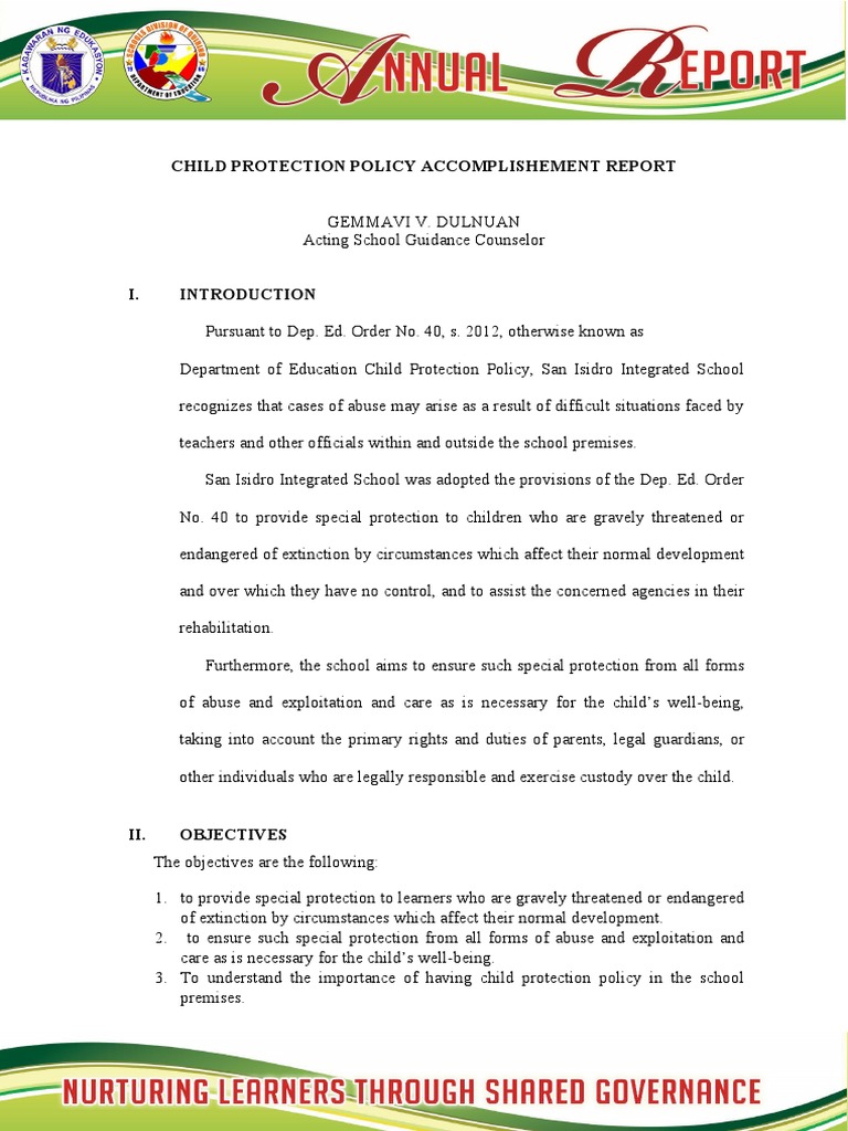 Child Protection Policy Annual Report 2019 | PDF | Child Protection ...