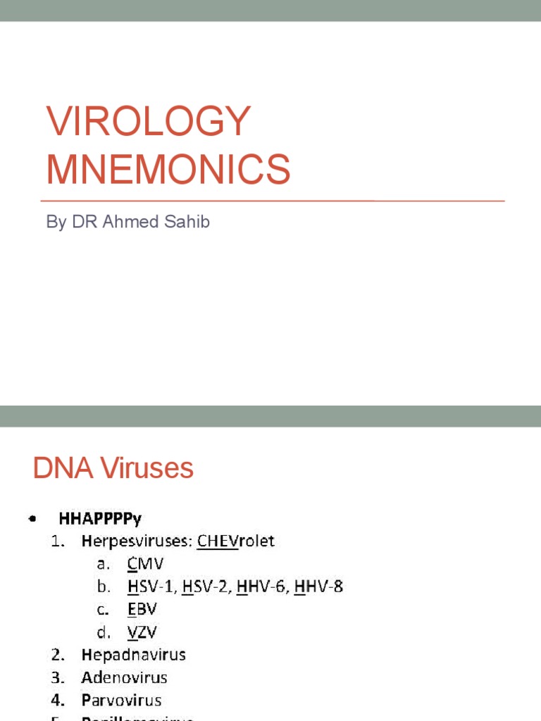 Virology Mnemonics | PDF