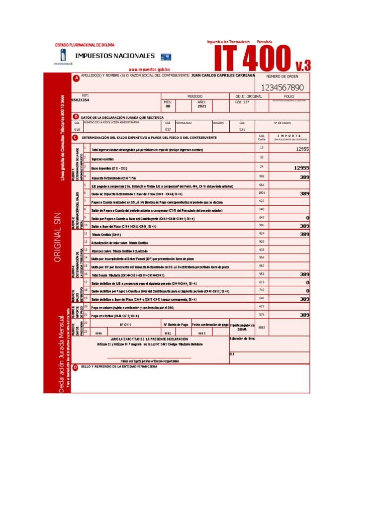 Formulario 400 PRACTICA | PDF | Impuestos | Finanza pública