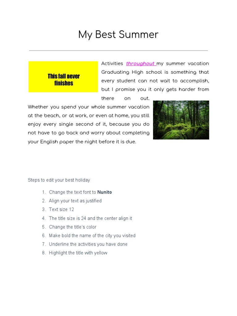My Best Summer | PDF