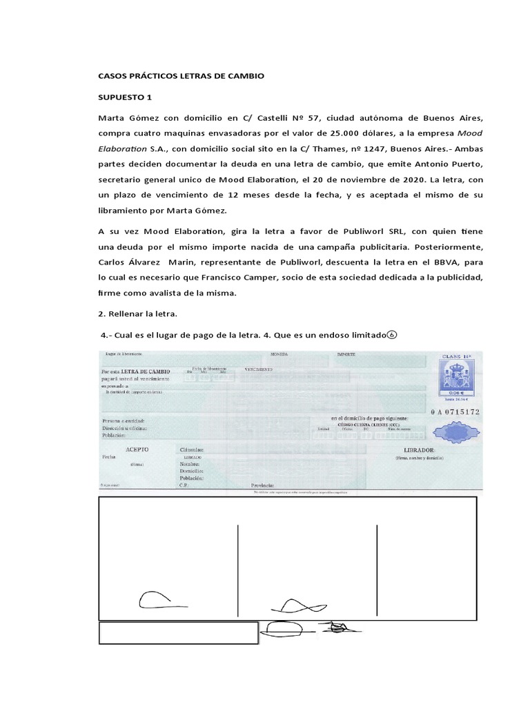 Casos Prácticos de Letras de Cambio | PDF