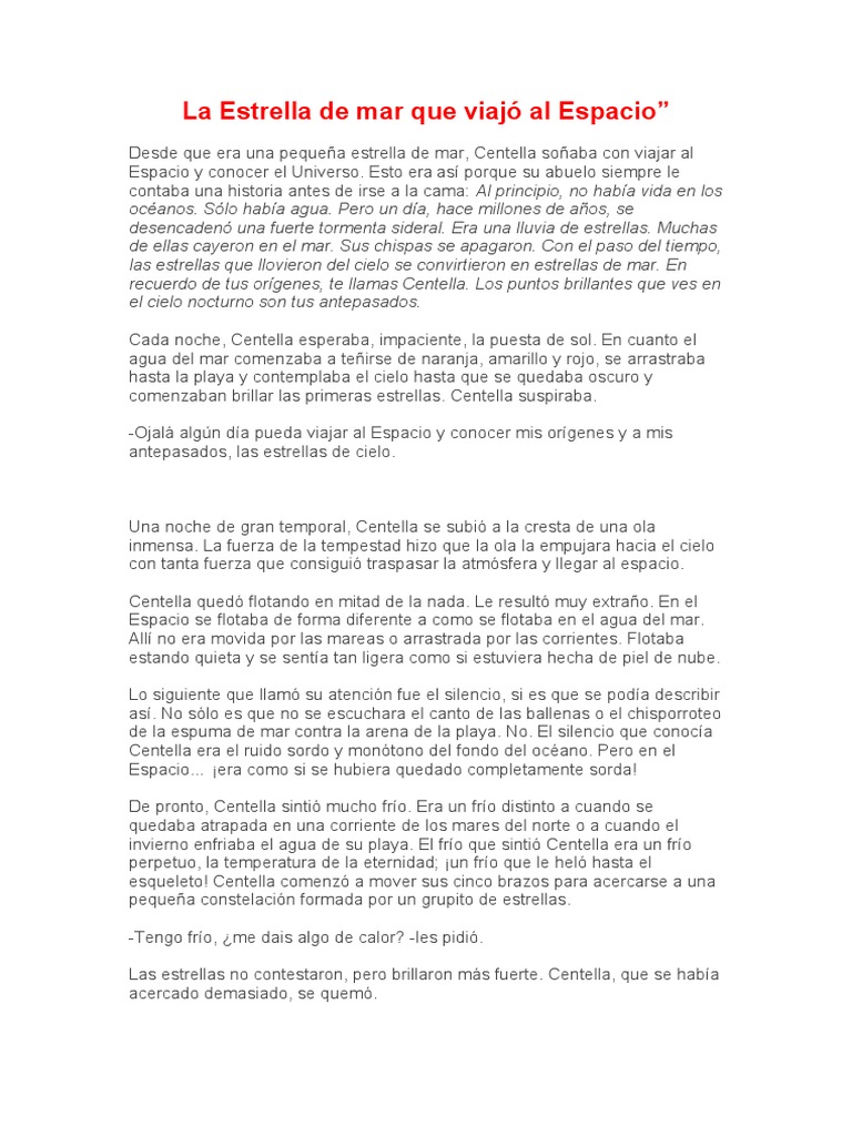 La Estrella de Mar Que Viajó Al Espacio | PDF | Mar | Cielo