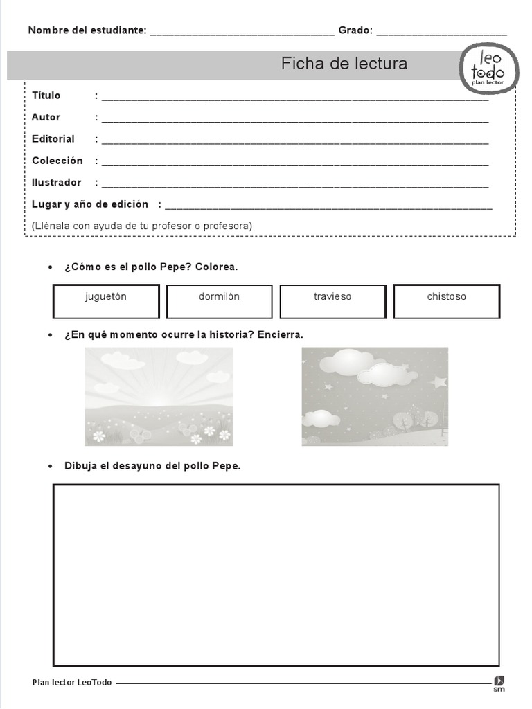 El Pollo Pepe Va Al Colegio Ficha | PDF