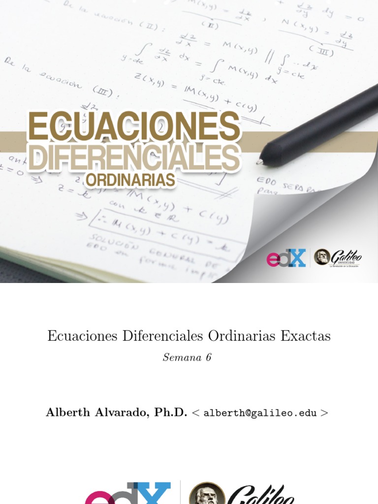 Semana 6 EDO Exacta eDX | PDF | Ecuación diferencial ordinaria | Ecuación diferencial parcial