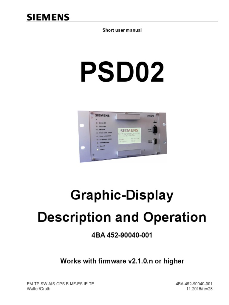 Graphic-Display Description and Operation: Short User Manual | PDF ...