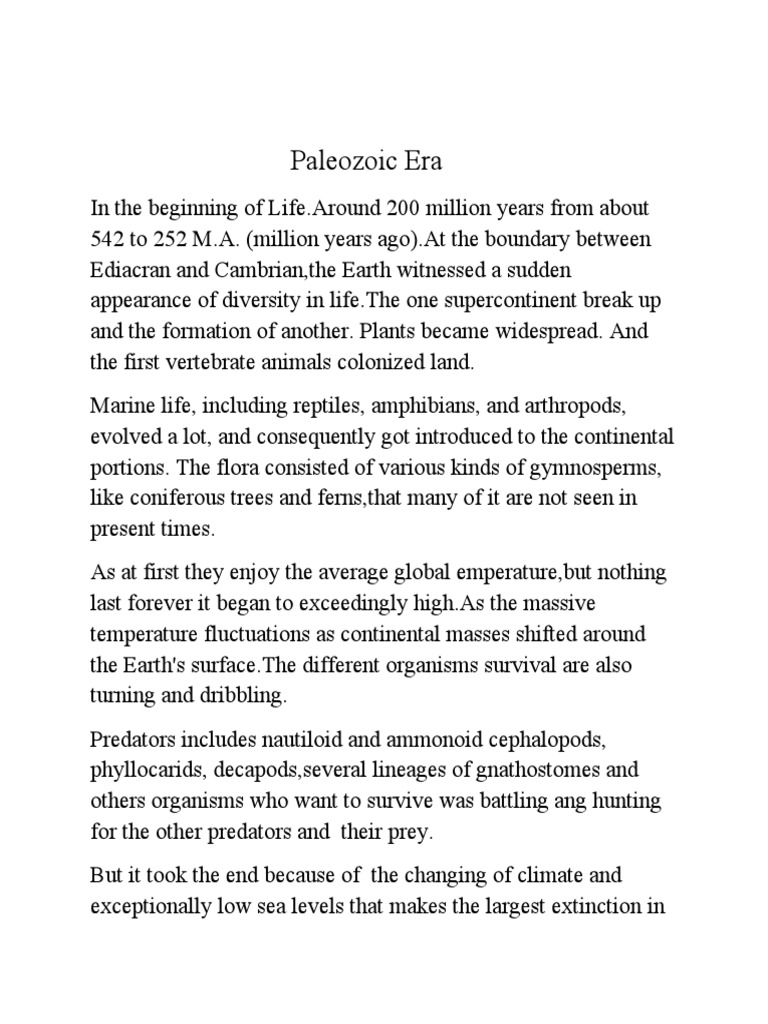 Earth History (Paleozoic Era) | PDF