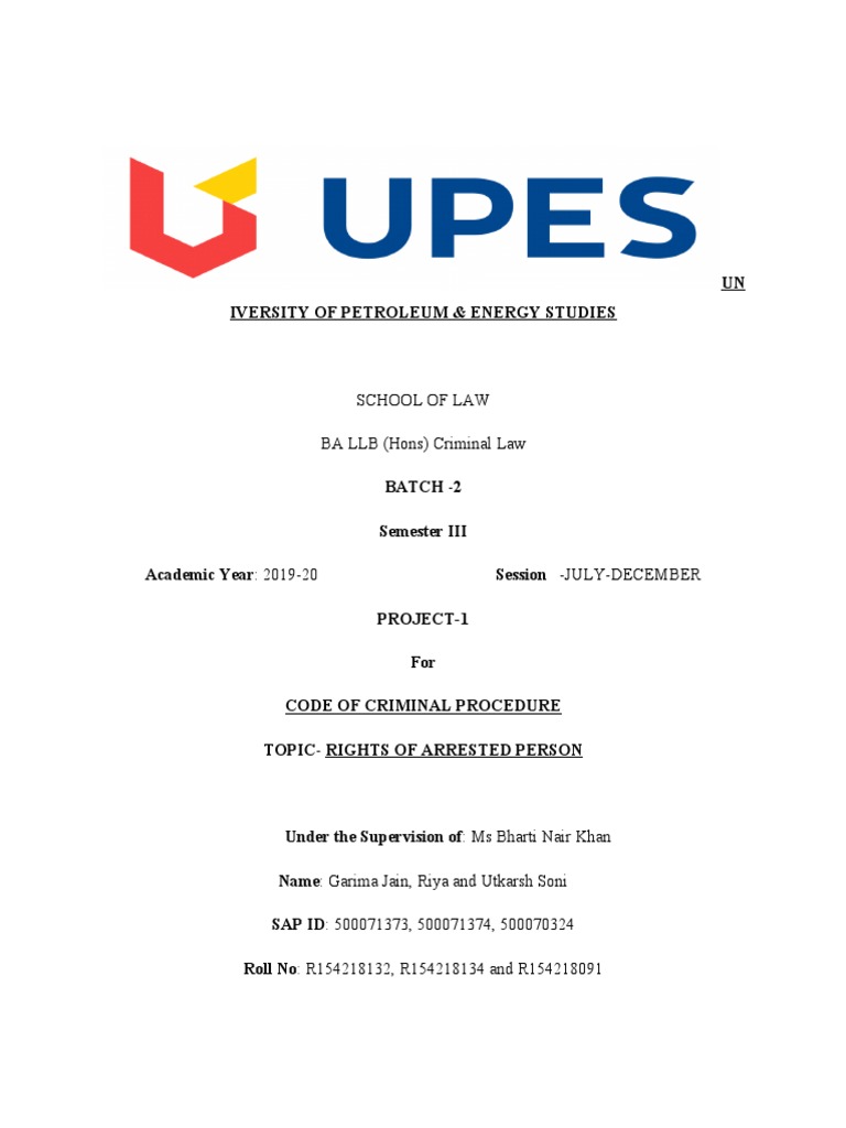 Rights of Arrested Person CRPC Project | Download Free PDF | Arrest ...