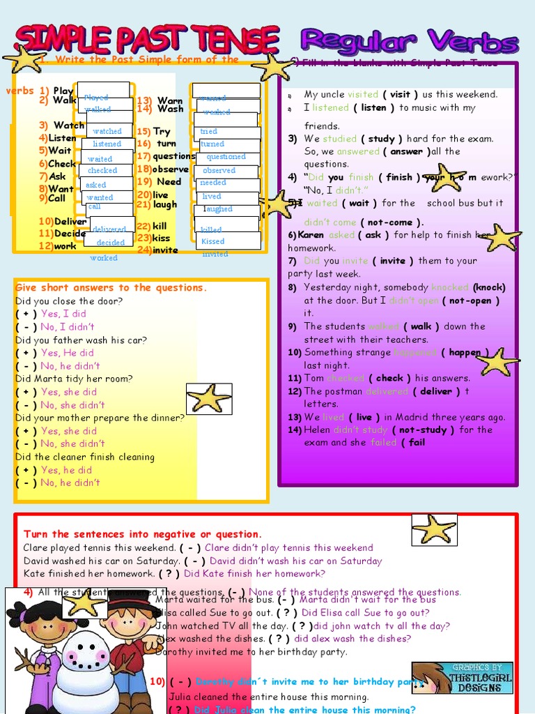 Simple Past Tense and Regular Verbs | PDF | Grammar | Linguistics