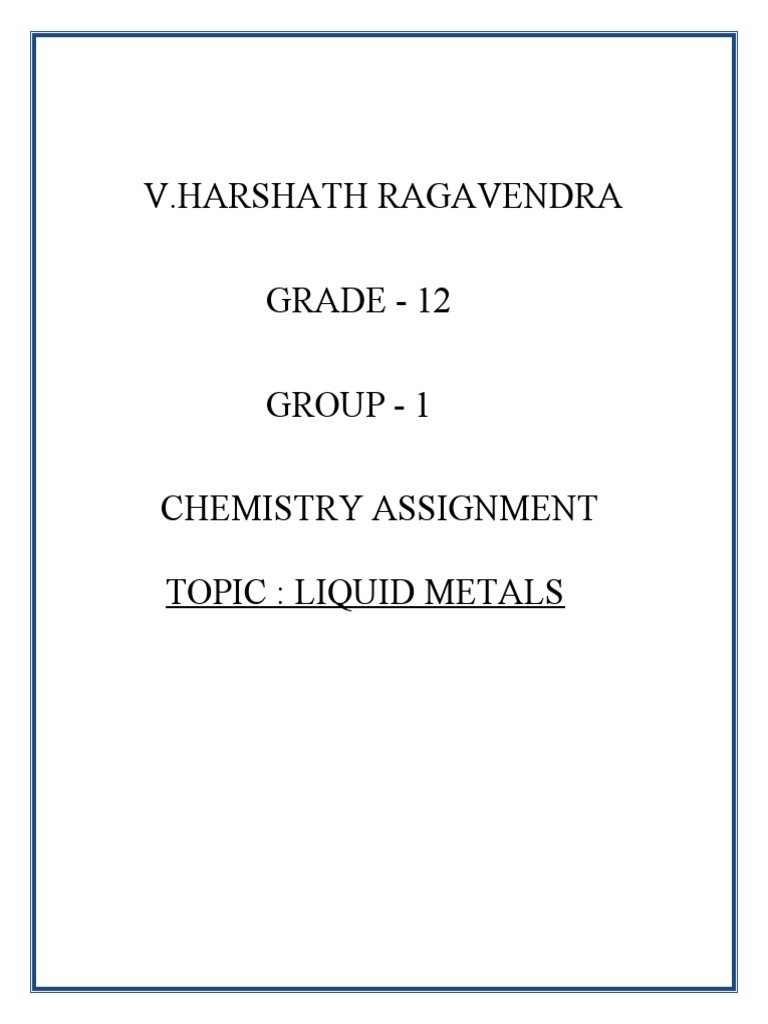 Liquid Metals Chem Project | PDF | Metals | Liquids