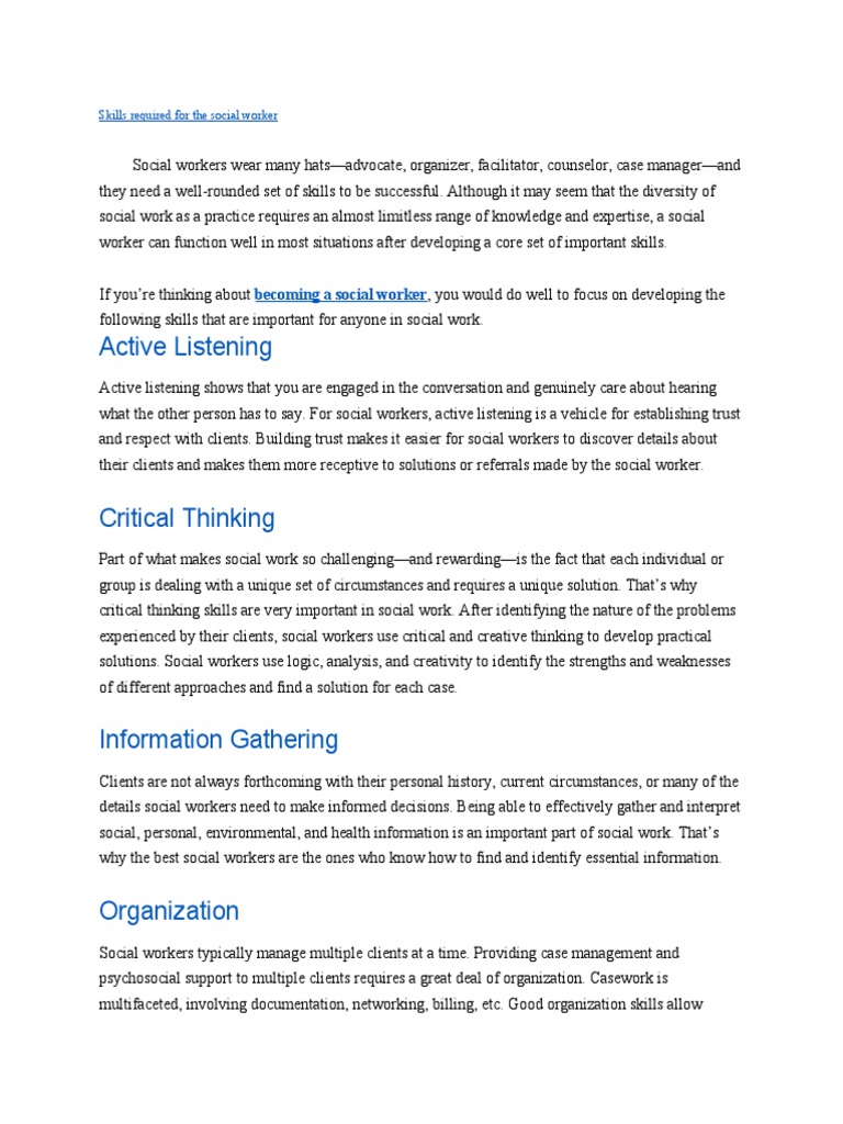 Social Work Skills | PDF | Social Work | Empathy