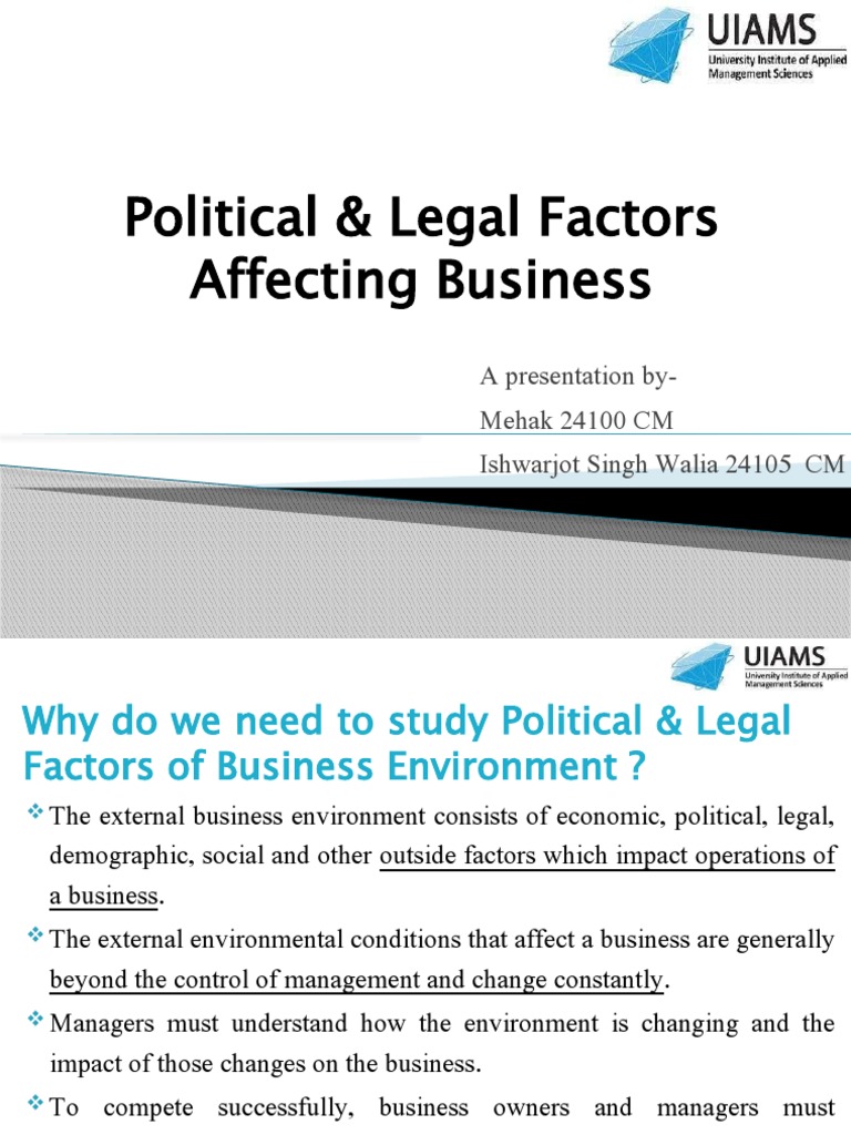 Political & Legal Factors Affecting Business | PDF