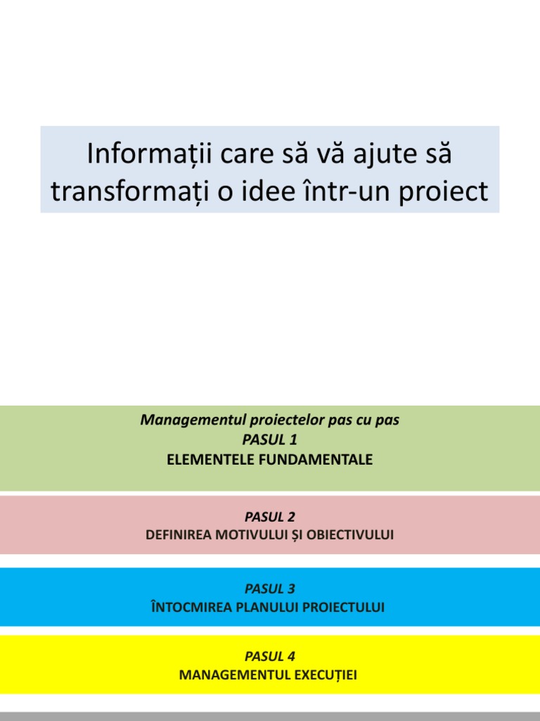 Informatii Utile Pentru Inițierea Unui Proiect | PDF
