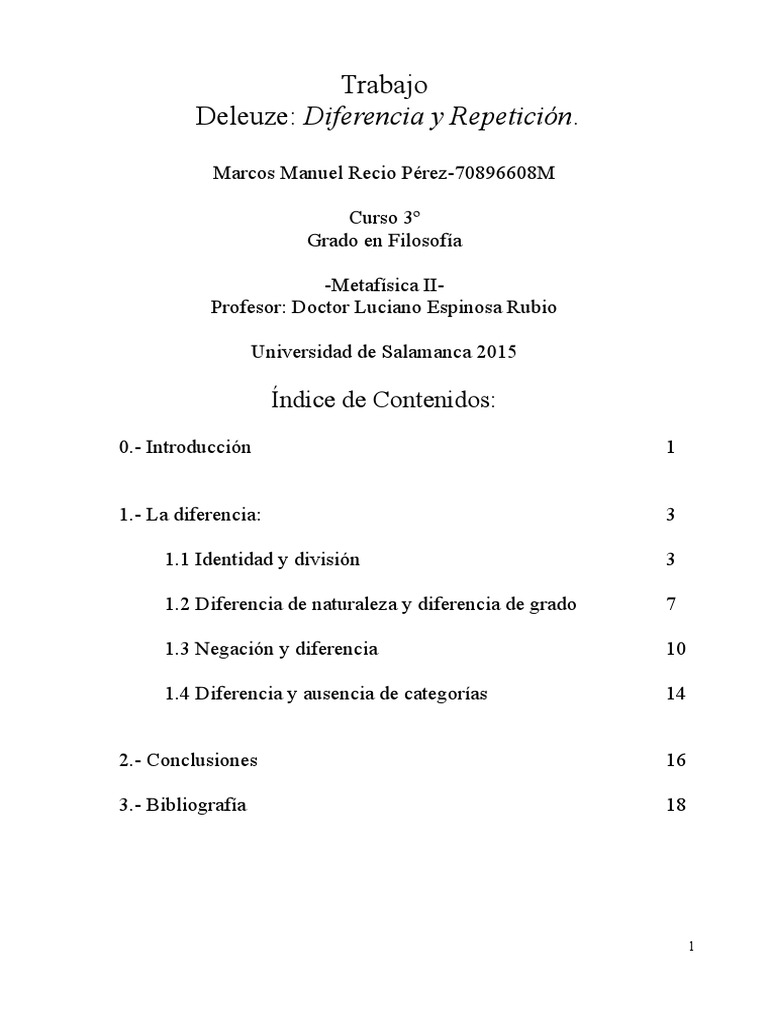 Deleuze Diferencia y Repeticion | PDF | Ontología | Partícula elemental