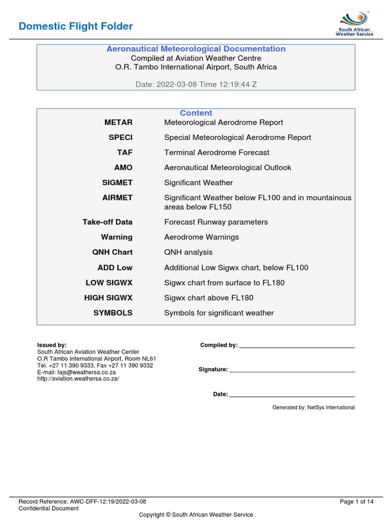 Domestic Flight Folder: Aeronautical Meteorological Documentation | PDF ...