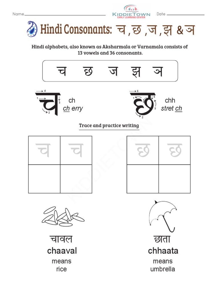 An Introduction To Hindi Consonants Cha Chha Ja Jha Nja | PDF ...