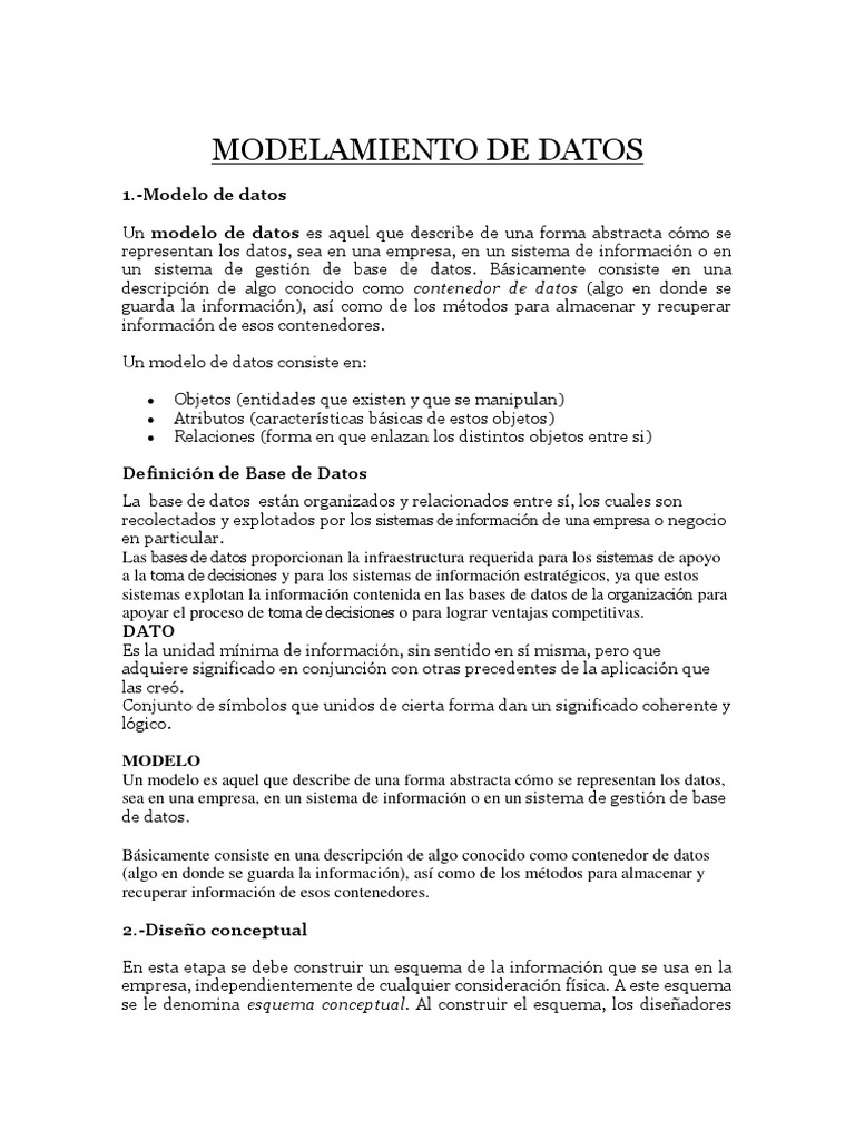 Modelamiento de Datos | PDF | Bases de datos | Base de datos relacional
