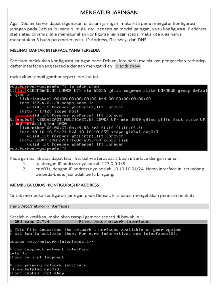 Mengatur Jaringan Pada Debian | PDF