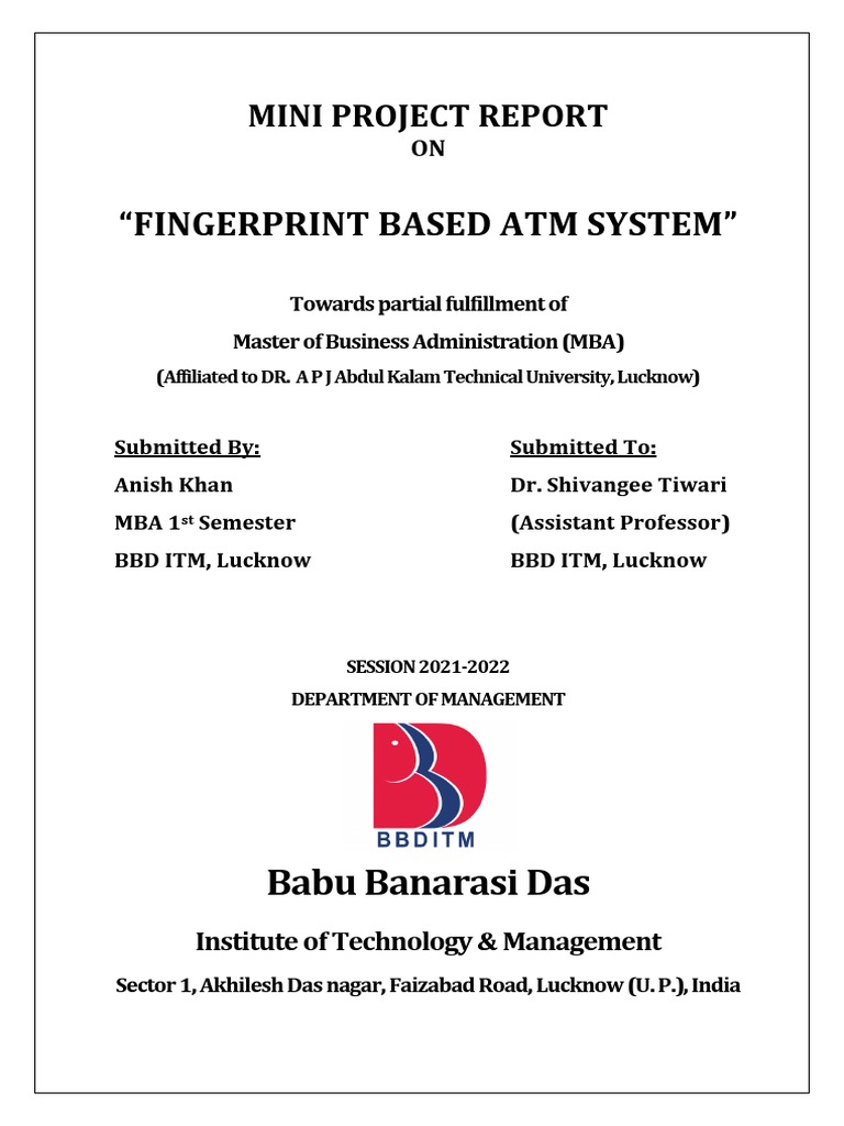 Fingerprint Based Atm System | PDF | Automated Teller Machine | Pricing