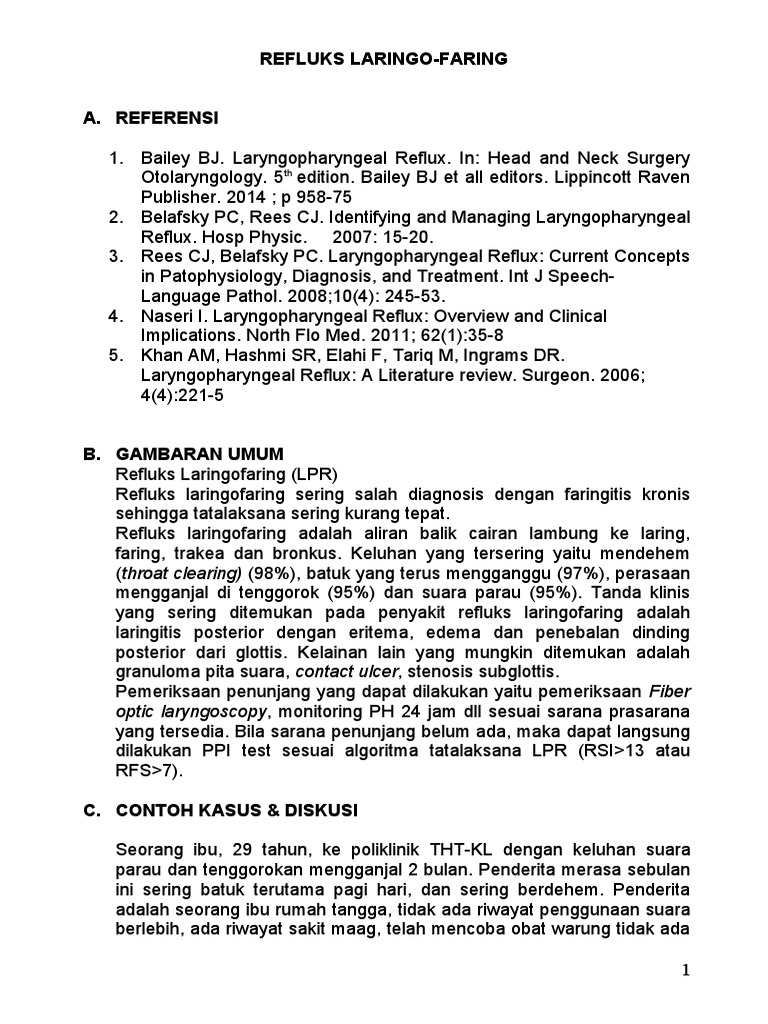 Refluks Laringofaring: Diagnosis dan Terapi | PDF