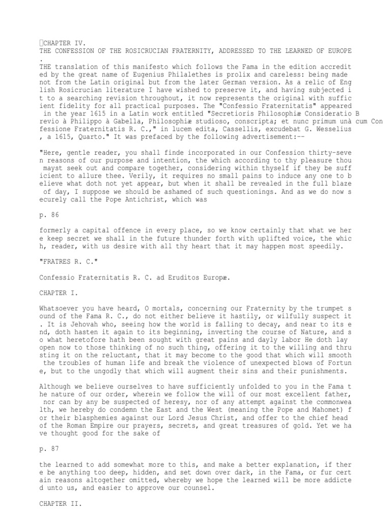 Confessio Fraternitatis | PDF | Rosicrucianism | Jesus