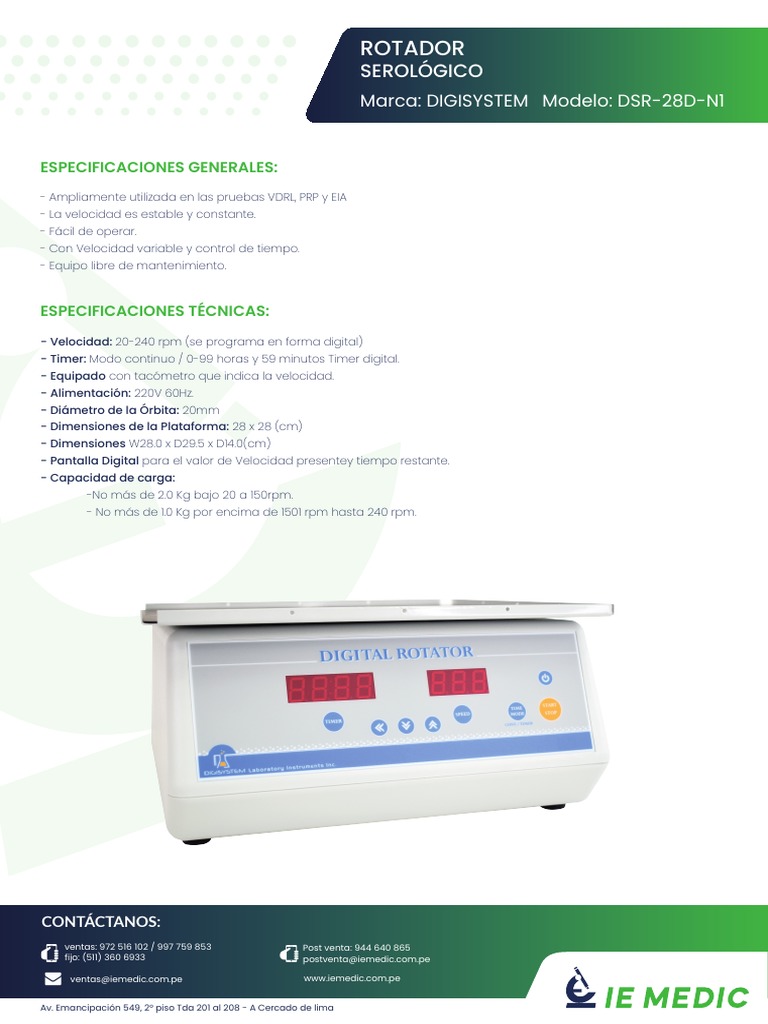 Rotador Serologico Digisystem DSR 28d n1 | PDF