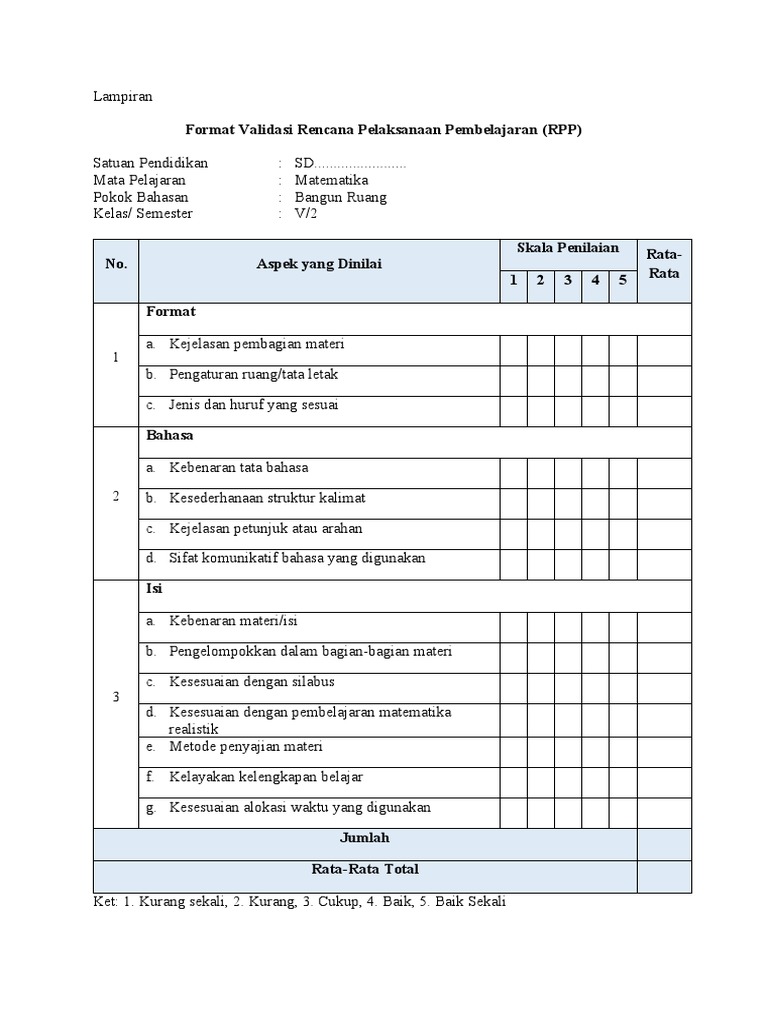 Format Validasi RPP Dan LKPD | PDF