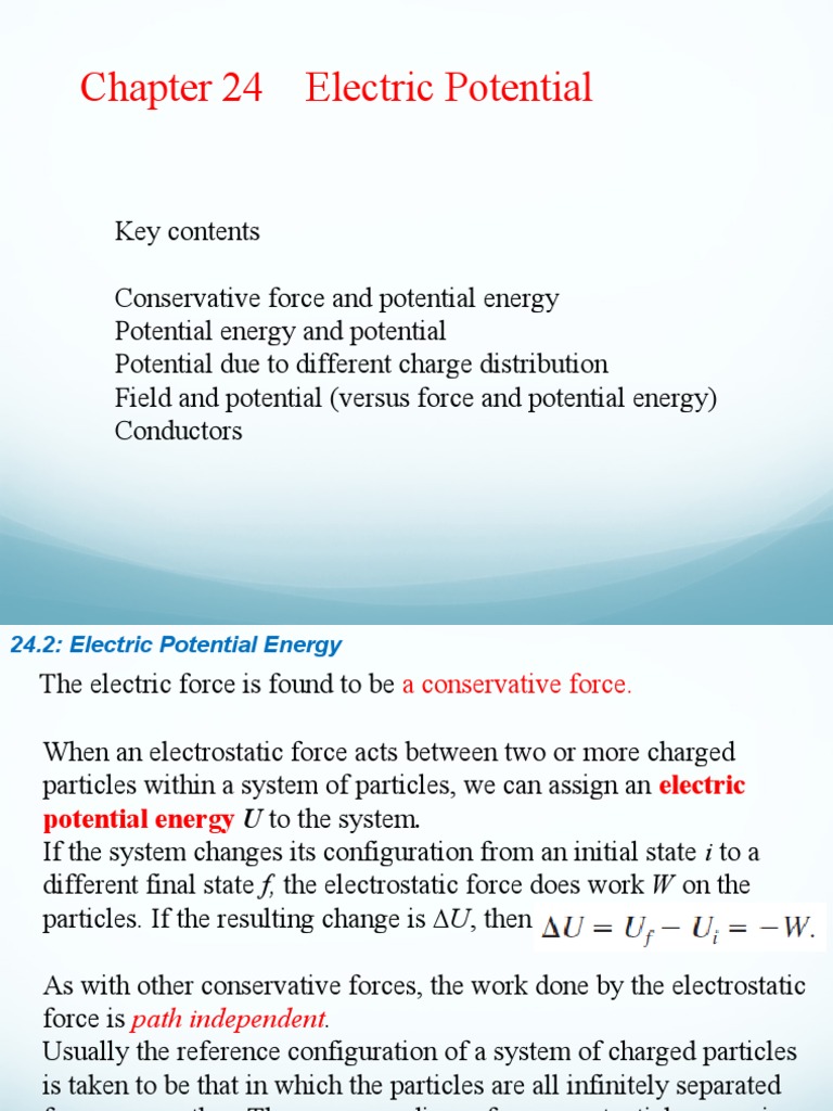 Electric Potential Chapter Summary - Conservative Forces ...