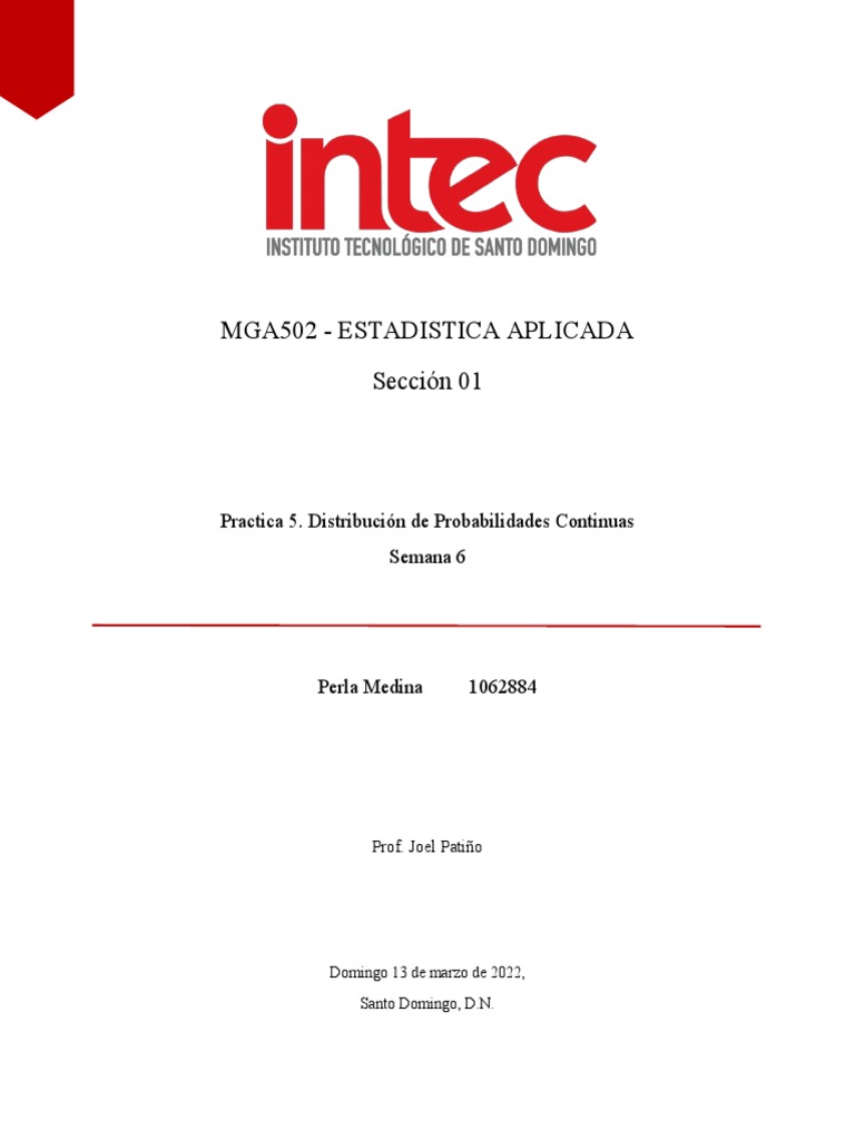 Pract. 5 - Distribucion Prob. Continua | PDF
