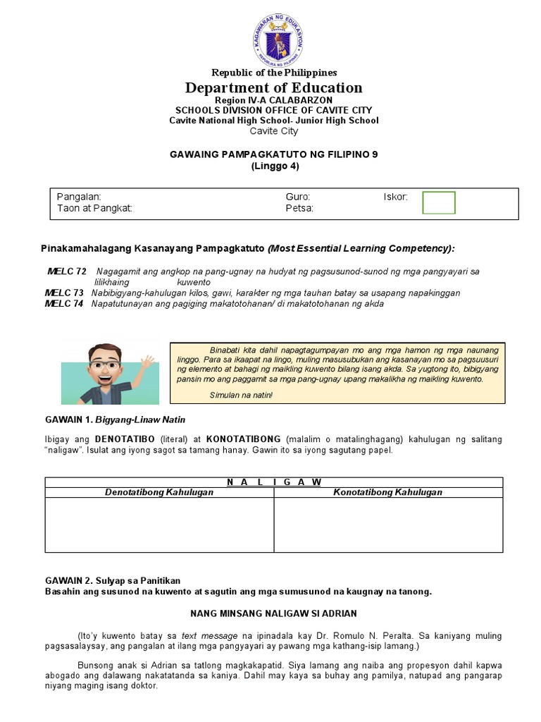 Learning Activity Sheet Week 4 | PDF