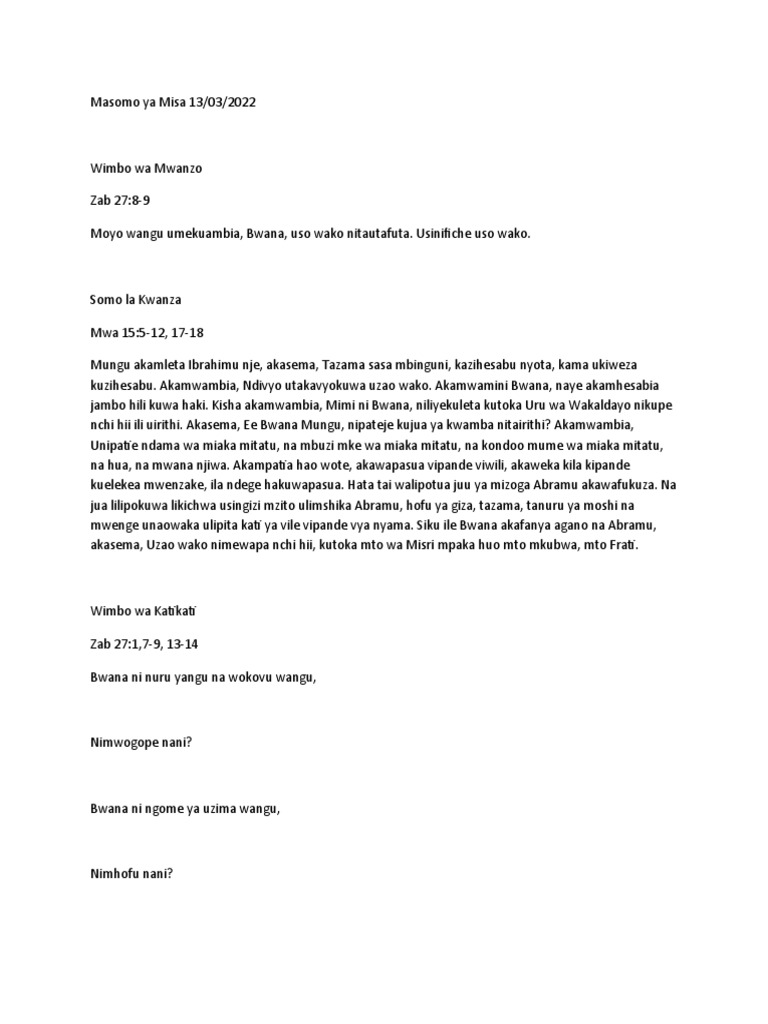 Dominika Ya 2 Ya Kwaresima | PDF