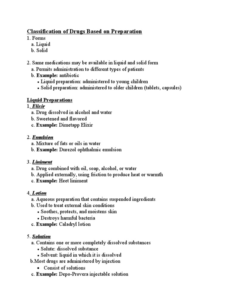 Classification of Drugs Based On Preparation | PDF | Tablet (Pharmacy ...