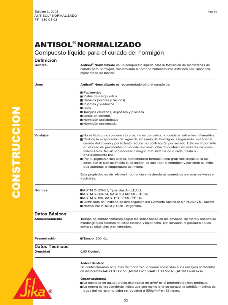 Antisol Normalizado | PDF | Hormigón | Agua