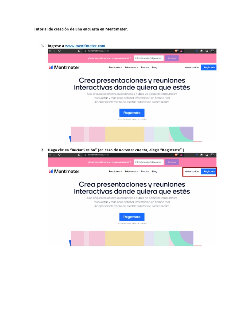 Tutorial de Creación de Una Encuesta en Mentimeter | PDF