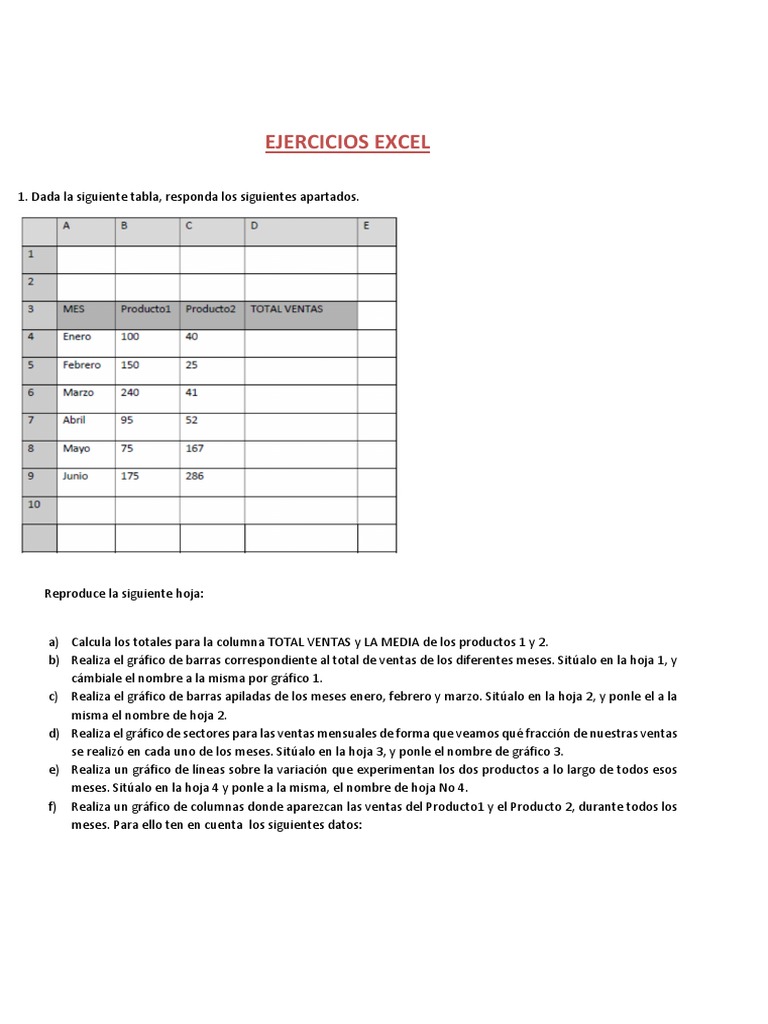 Ejercicios Excel-1 | PDF