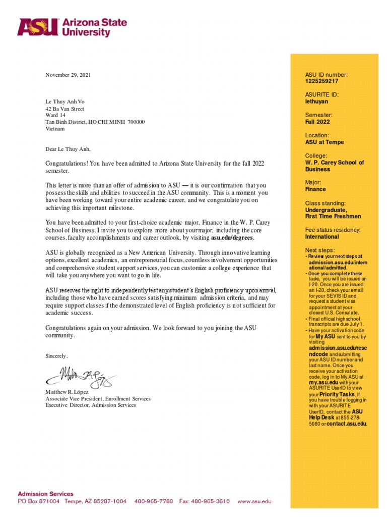 Admission - Asu.edu/intern Ational/admitted.: My Asu Adm Ission - Asu ...