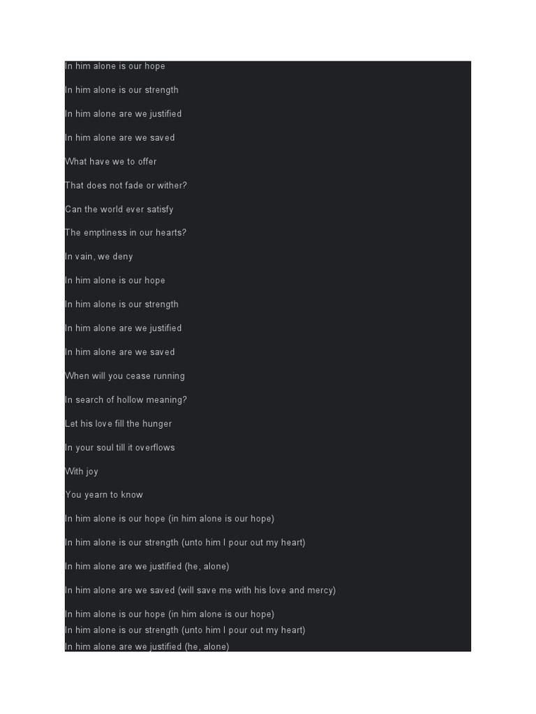 In Him Alone Is Our Hope | PDF