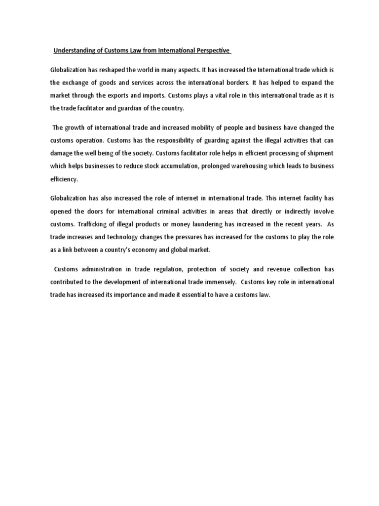 Global Customs Law in International Trade | PDF