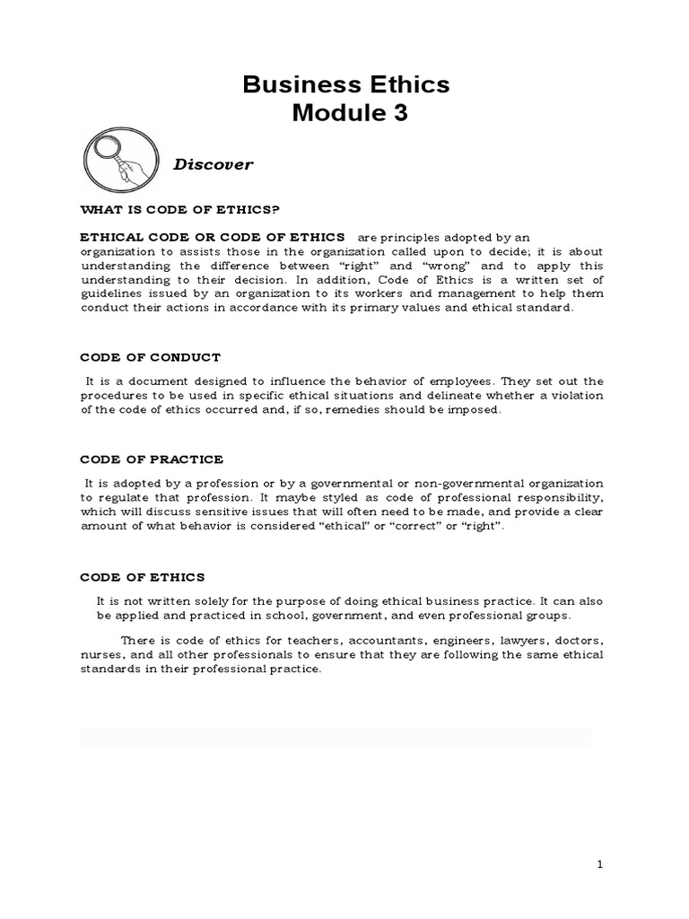 Business Ethics Module 3 | PDF | Business Ethics | Applied Ethics