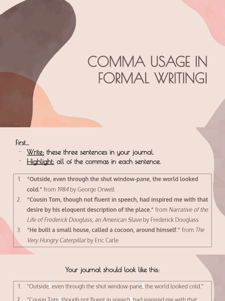 Mini-Lesson Commas With Non-Restrictive Elements 1 | PDF